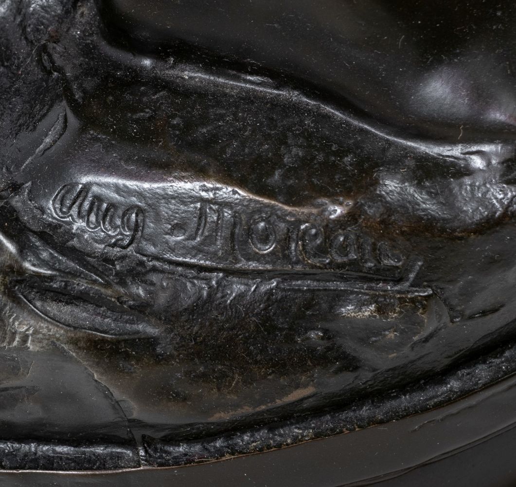 Auguste Moreau Bronze and Leadlight Lamp – Showplace