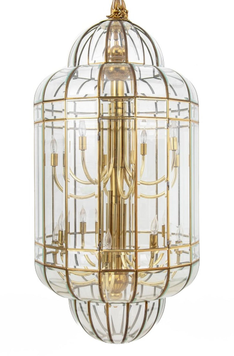 Gilt Brass and Glass Cage Two-Tier Chandelier – Showplace