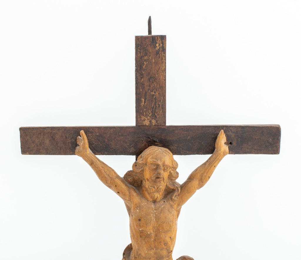 Spanish Colonial Christ Crucified Wood Sculpture – Showplace